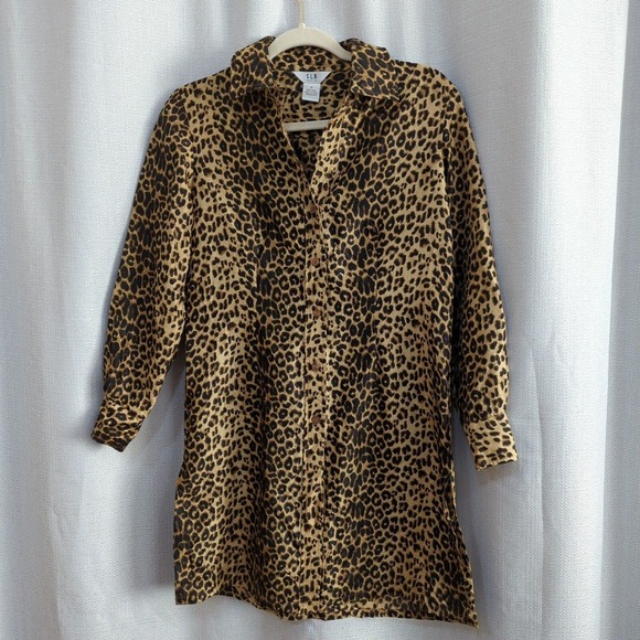 SLB Petite | Tops | Slb Petite Silk Tunic Top Womens Xs Leopard Print ...